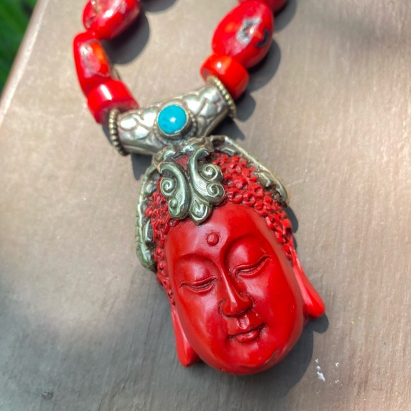 Jewelry | Red Buddha Pendant Necklace | Poshmark